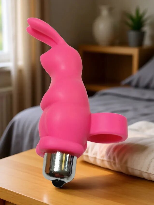 Вибро-насадка на палец Sweetie Rabbit из силикона, розовый, 6 см