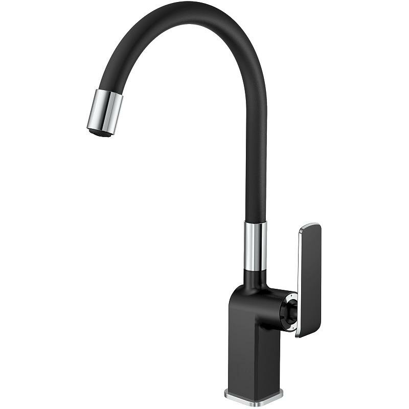 Смеситель для кухни Haiba HB548-7 HB73548-7 черный хром, рычажный, латунь