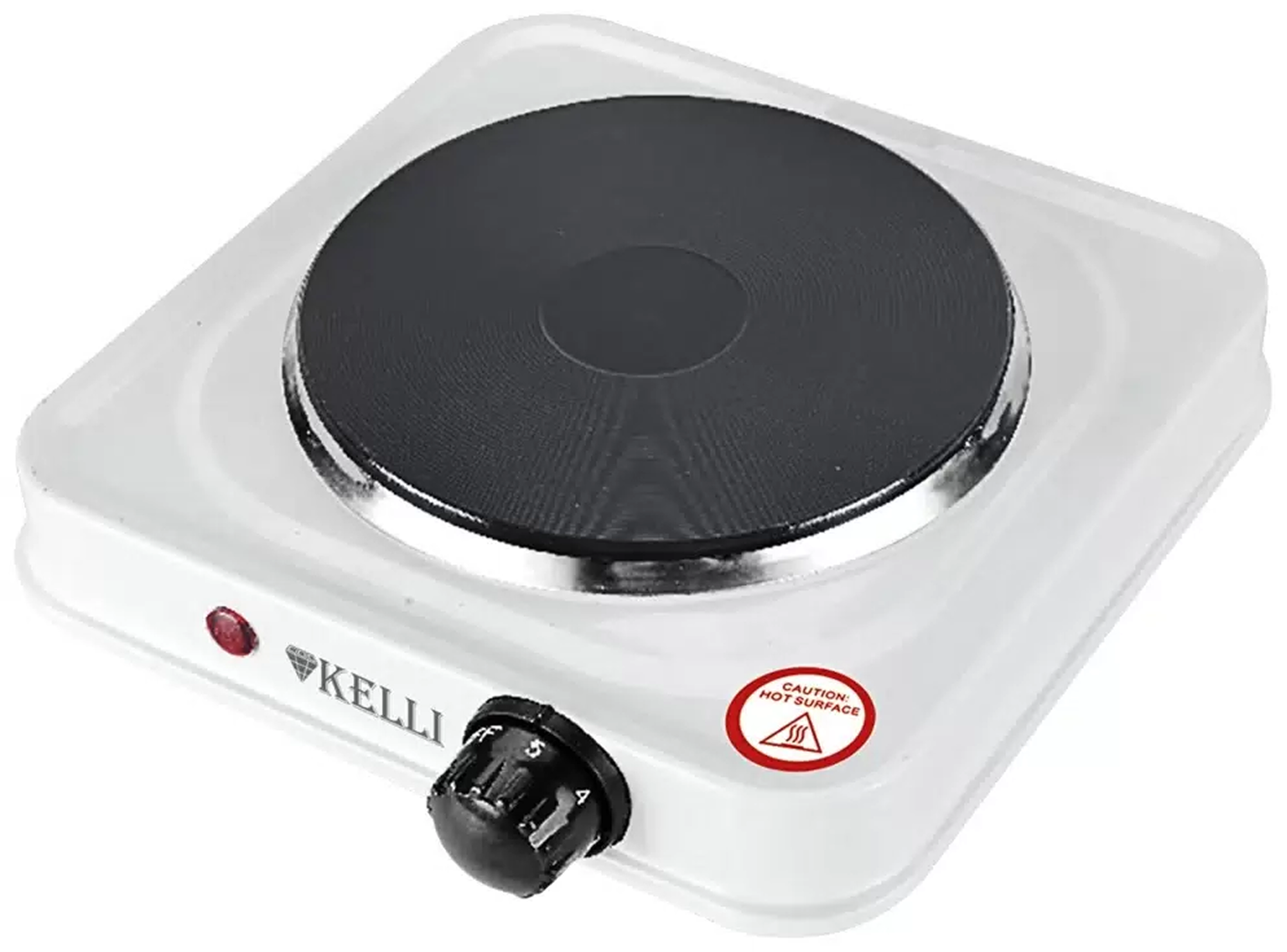 Плитка электрическая KELLI KL-5062 белый 1000Вт, 1 чугунная конфорка