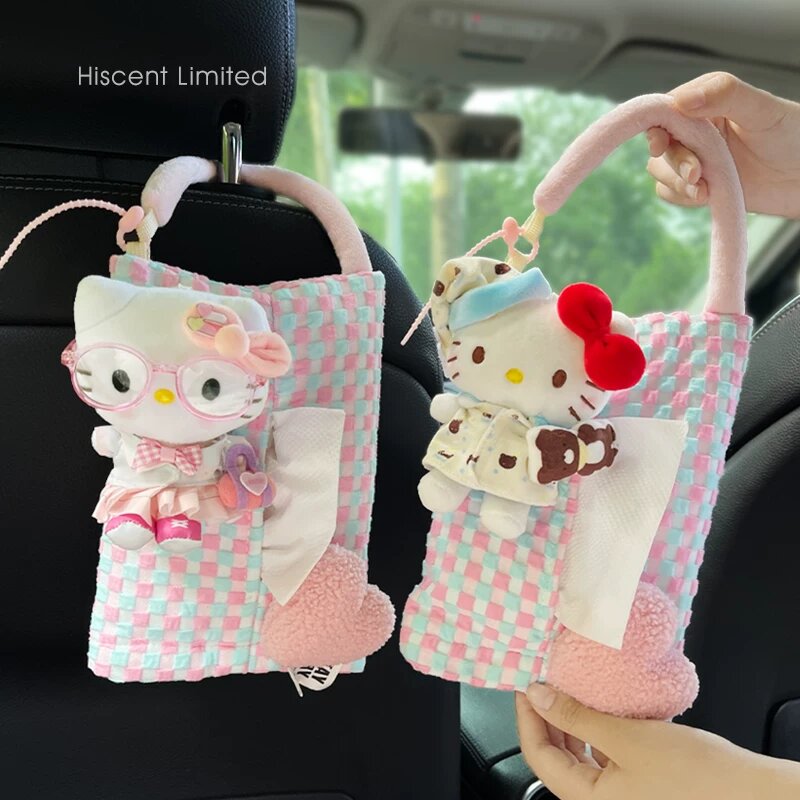 Набор KT Cat: Два держателя для салфеток в машину, дизайн Haru Senpai и спортивная одежда, автомобильный интерьер
