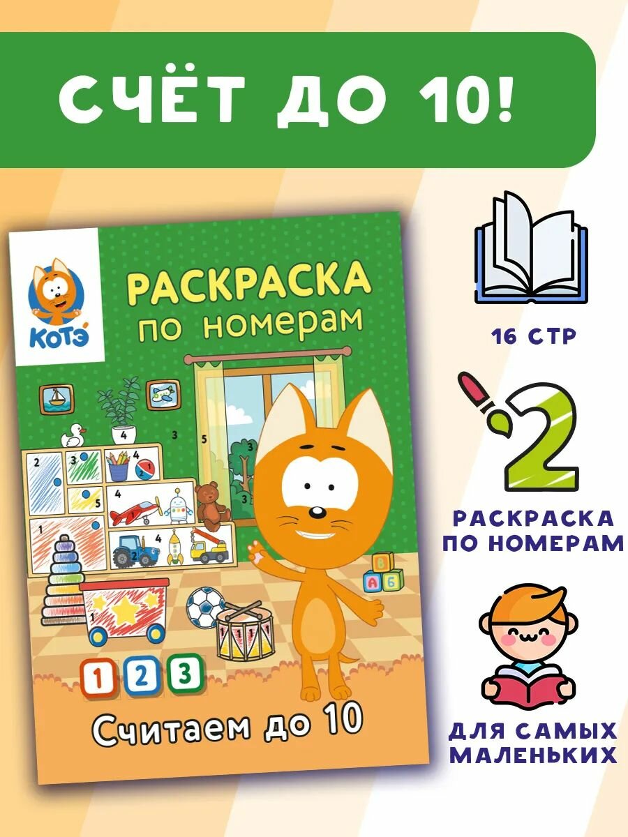 Раскраска по номерам. Считаем до 10 с Котенком Котэ