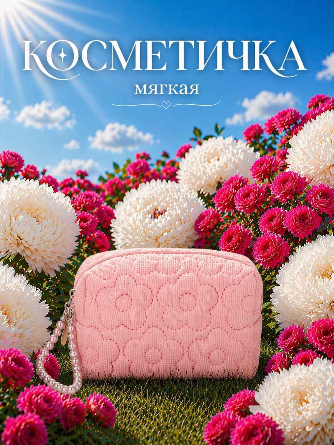 Косметичка Сима-ленд, ширина: 6 см., высота: 9 см., длина: 17 см., , розовый