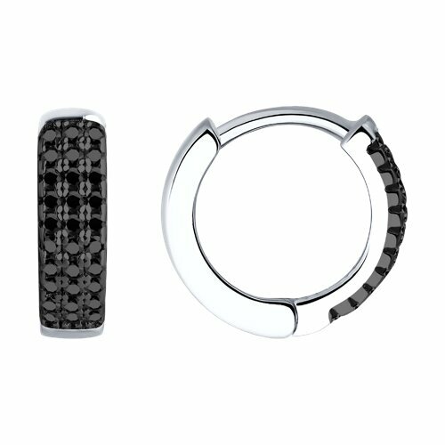 Серьги конго, серебро, 925 проба, родирование, фианит