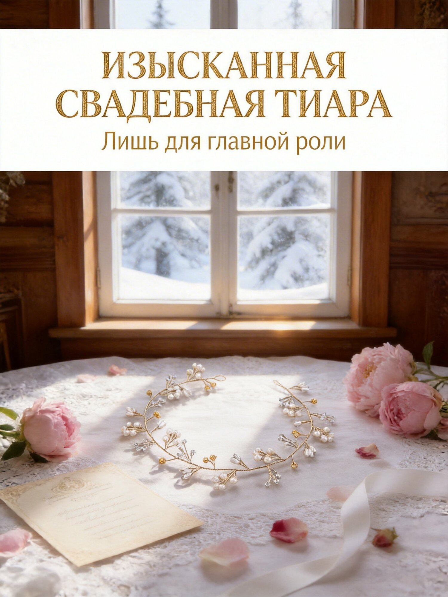Свадебная жемчужная тиара для невесты, аксессуар 38x2 см на серебряной или золотой проволоке