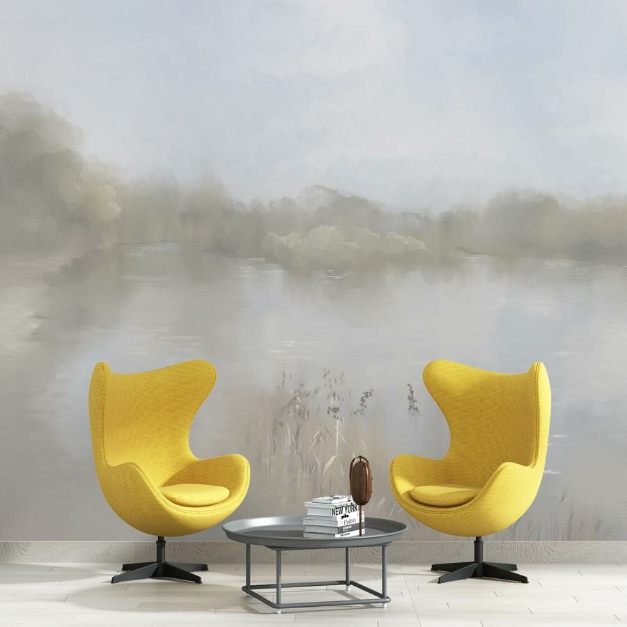 Фотообои Озеро в дымке 13-1099-XL-Флок 270 x 500 см (ВхШ) Бесшовные, флизелиновые, влагостойкие обои