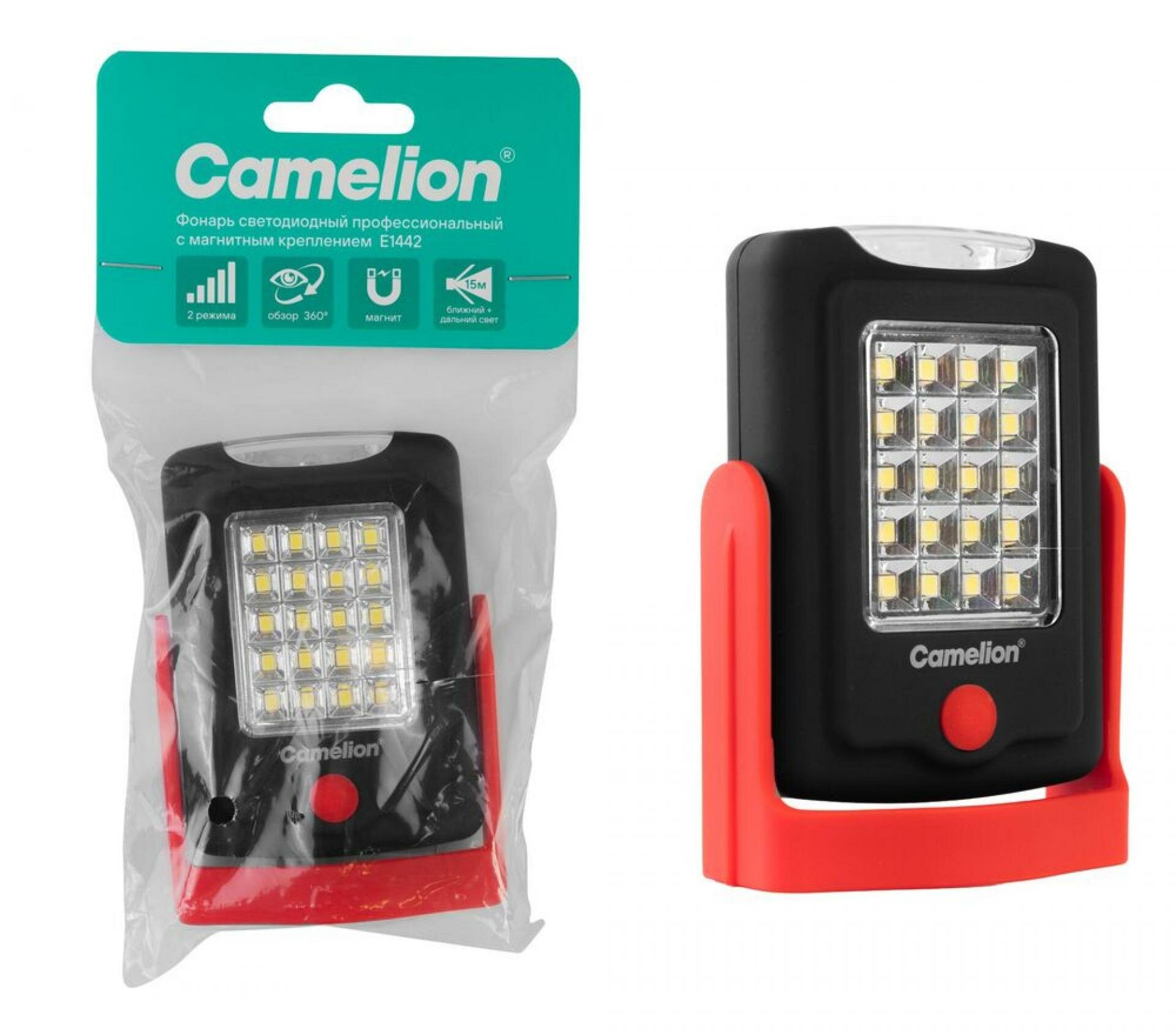 Camelion фонарь ручной E1442 (3xR03 не в/к) 3LED+20SMD 3W(140lm) 6500K 2реж. подставка, пластик
