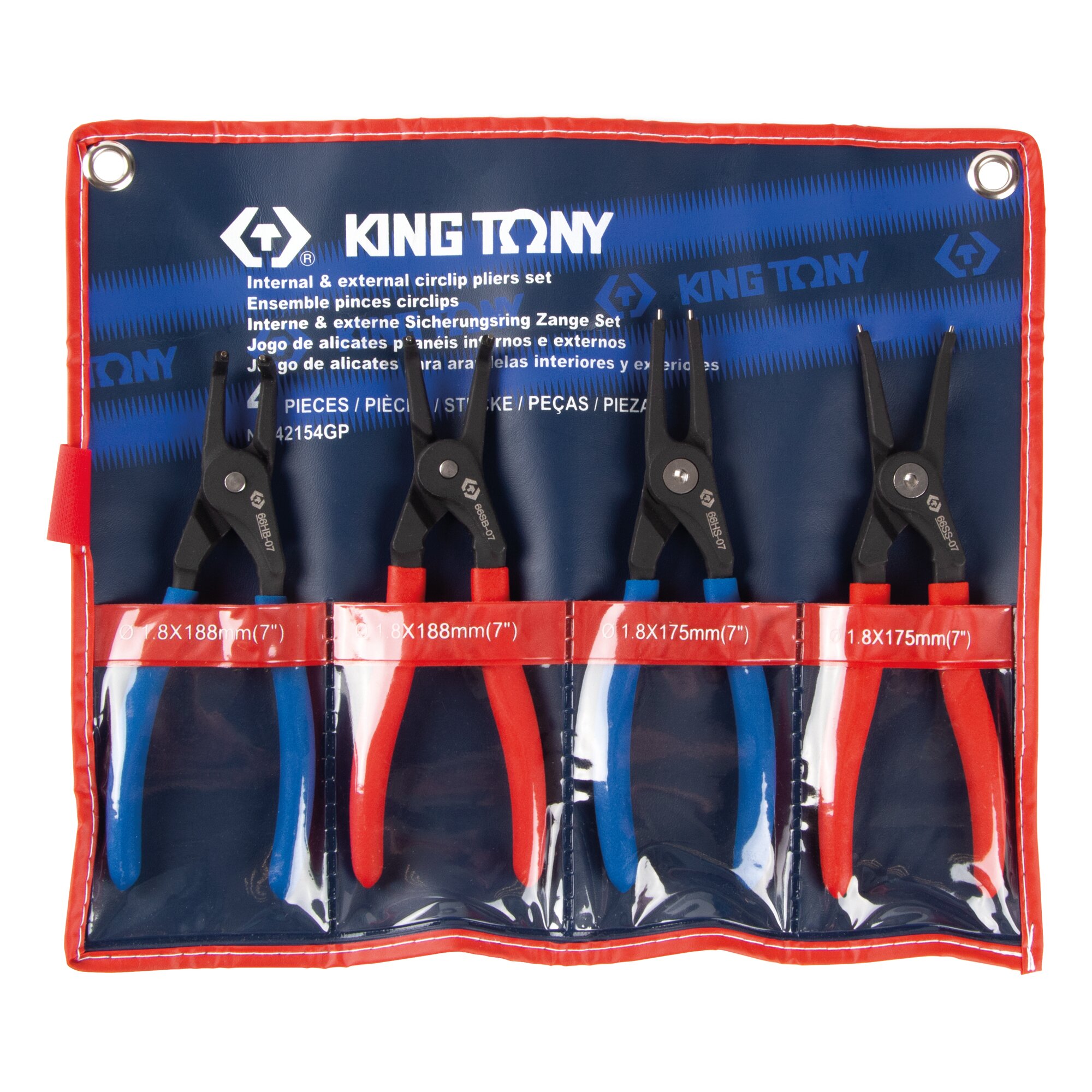 Набор съемников стопорных колец, 4 предмета KING TONY 42154GP