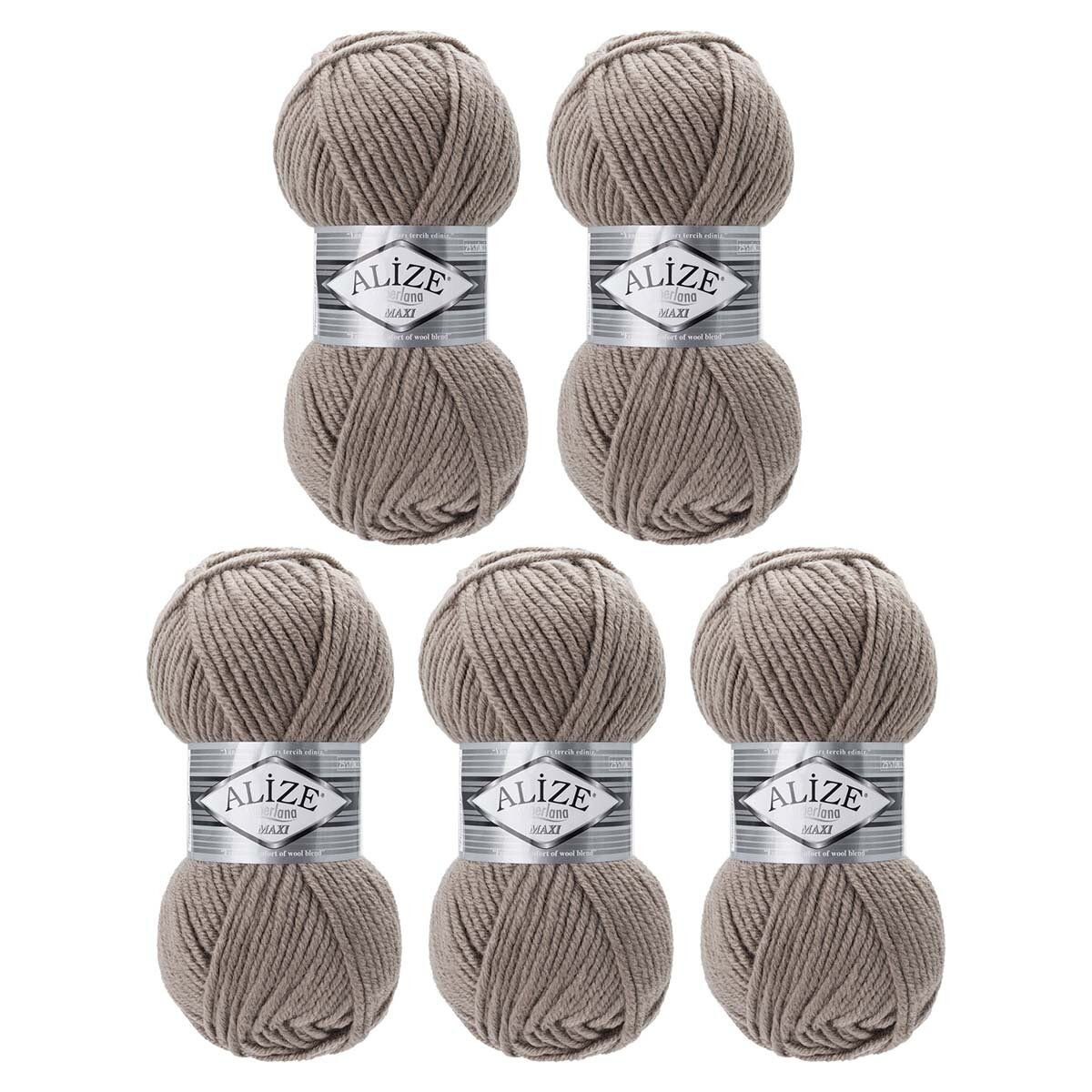 Пряжа для вязания Alize Superlana maxi 100г 100м (75% акрил, 25% шерсть) (283 лён), 5 мотков