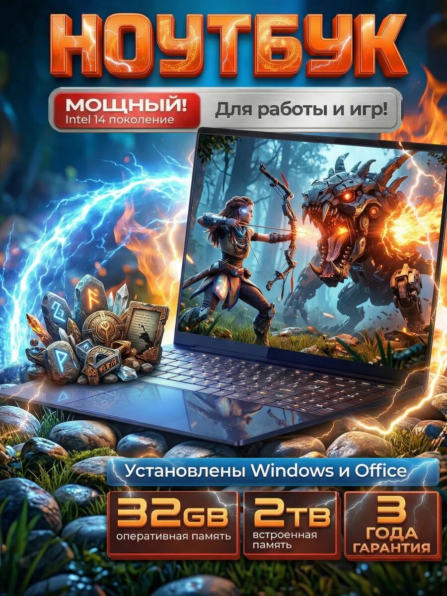Ноутбук Intel Core i7-14700HX, 32GB RAM, 2048GB SSD, 2026 + Office