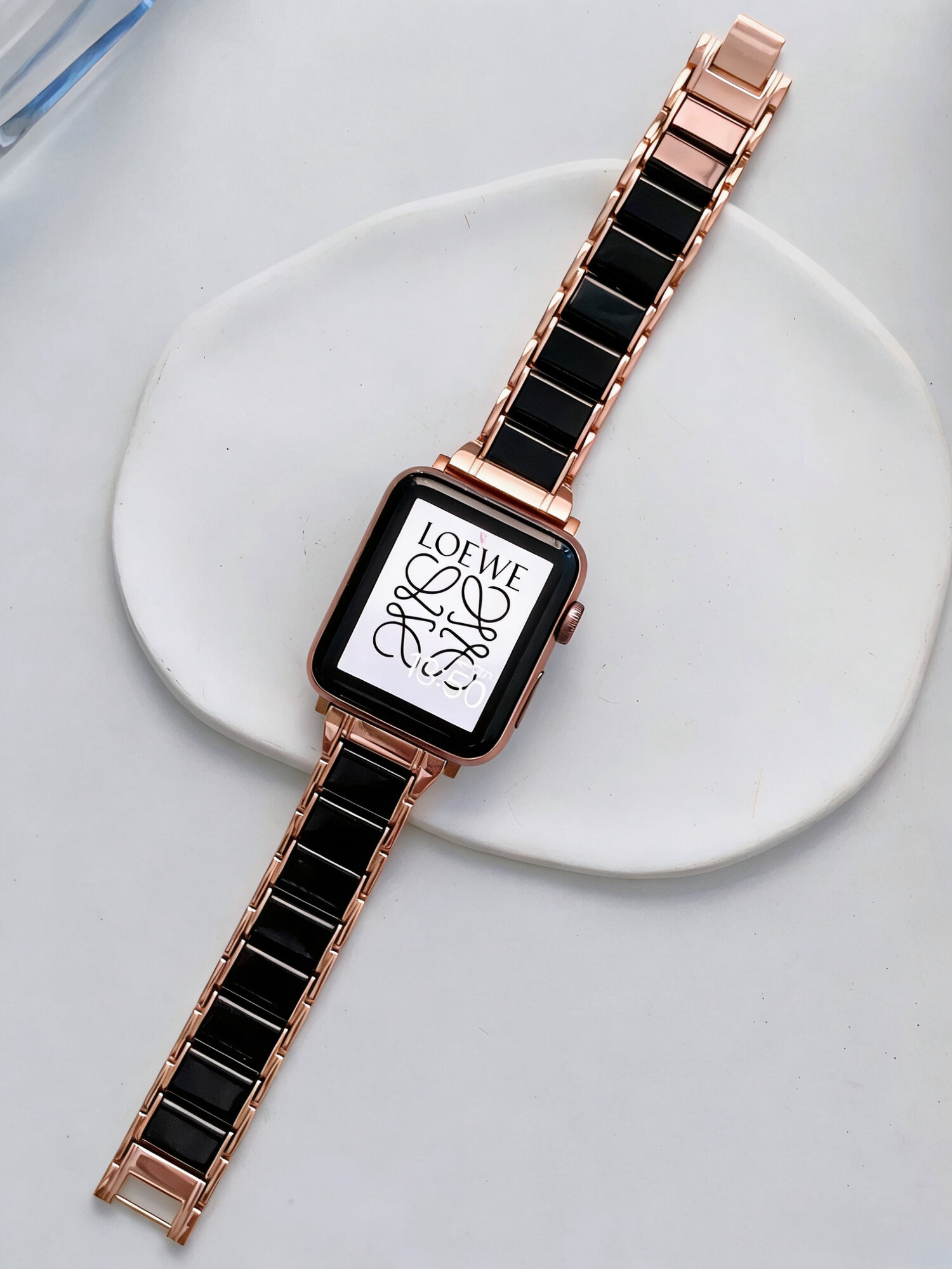 Ремешок для Apple Watch S11 10 9 8 7 SE, смола с металлическими вставками, лёгкий, экологичный, стильный дизайн