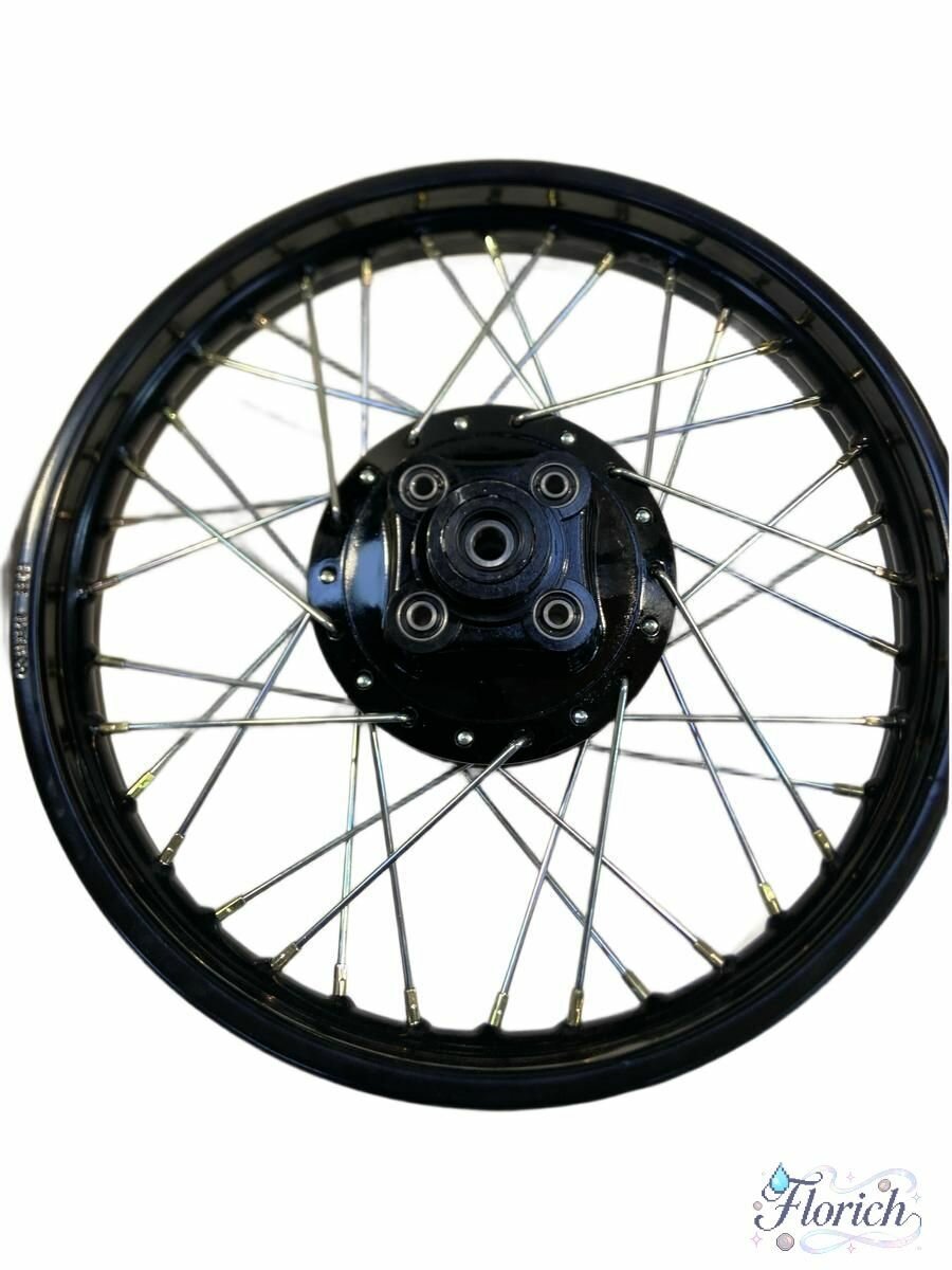 Заднее спицованное колесо 2,15*18 черное для мото TTR и XR 250 под дисковый тормоз, Барс оригинал в чёрном цвете