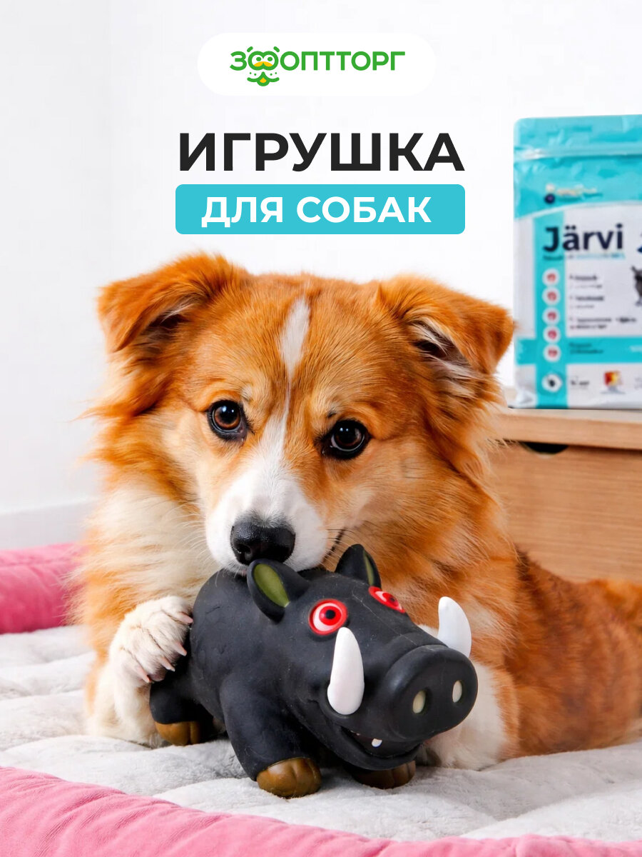 Triol игрушка для собак из латекса Кабан хрюкающий 17 см, цвет черный
