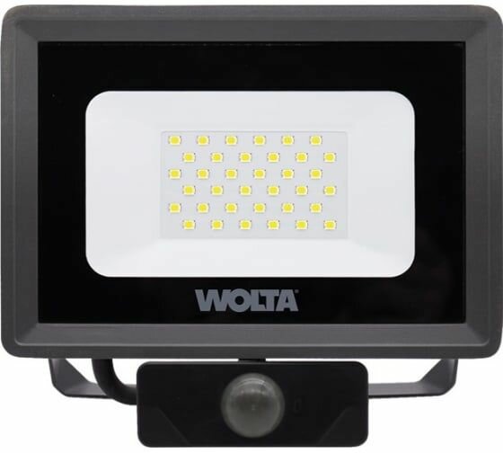 Светодиодный прожектор Wolta 30Вт, 5700К Холодный белый свет, IP65, с датчиком движения 2700 лм WFL-30W/06S