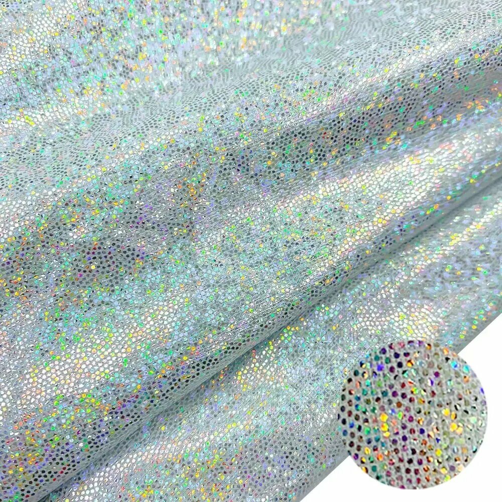 Голографическая ткань Iridescent Silver 150x100 см