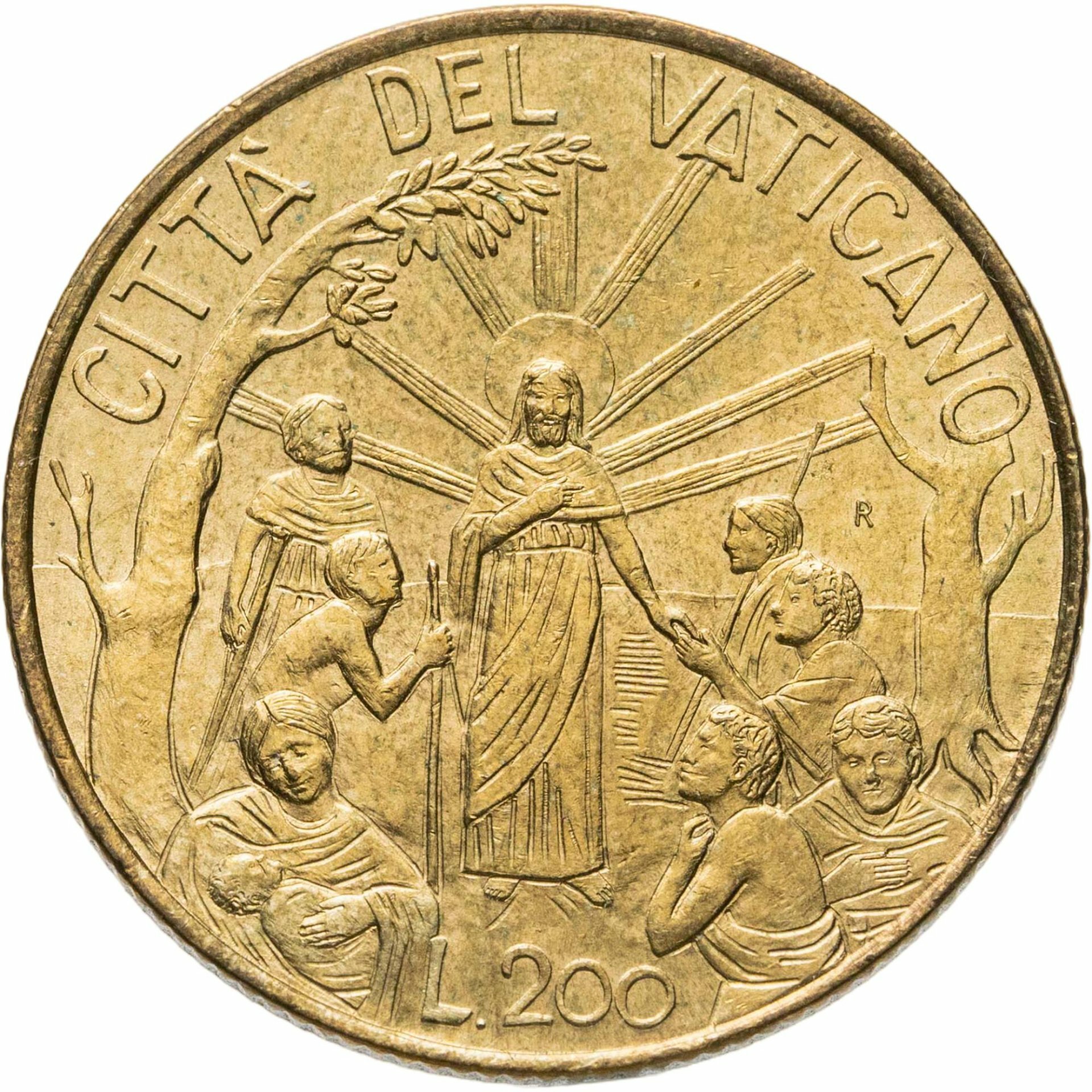 Ватикан 200 лир lire 1999, Бронза, в сохранности UNC