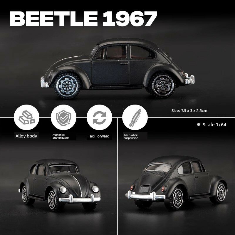 Официальная алюминиевая модель автомобиля Volkswagen Beetle Classic Черный для детей Мини-гонка