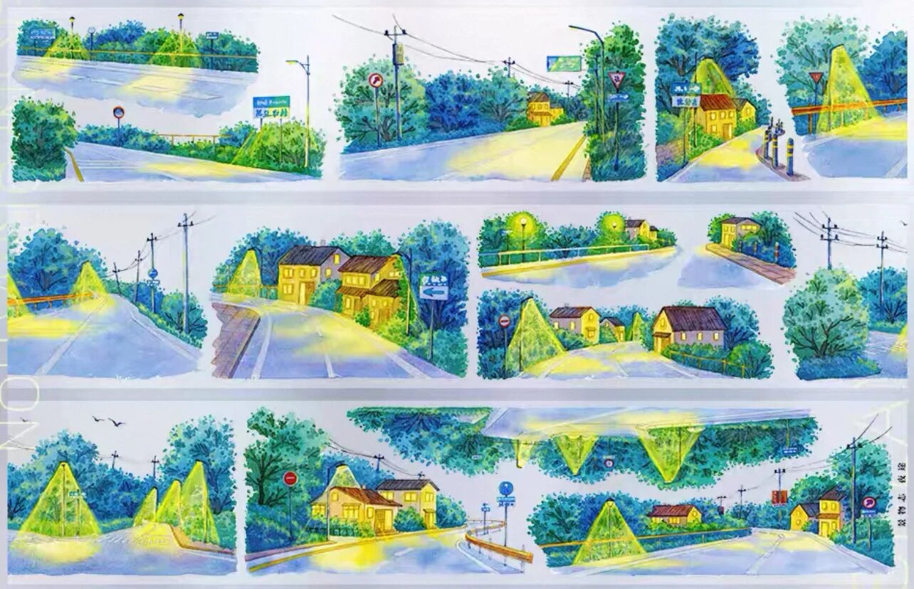 Декоративная лента Washi Pet Tape "Парижская немецкая улица ночью"