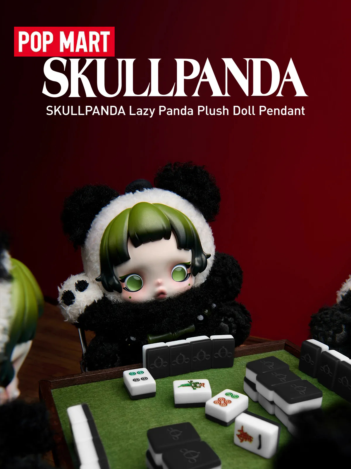 Плюшевая игрушка Pop Mart Skullpanda Lazy Panda, политекс, 17 см, для девочек, мальчиков, унисекс