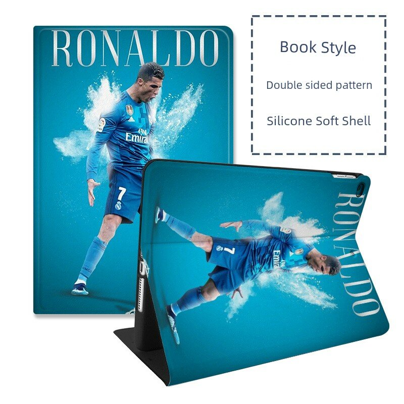 Чехол для iPad 2017/2018 9.7 дюймов с тройным складыванием и амортизатором, с отсеком для ручки - черный