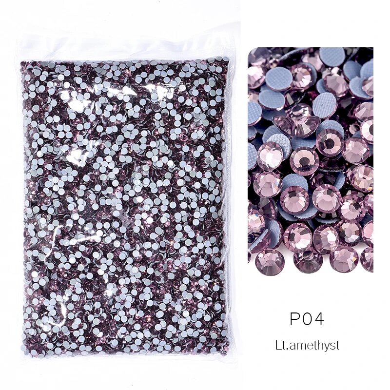 OLEeya стразы горячей фиксации стеклянные разноразмерные 14400 шт SS6-14400pcs, Lt Amethyst