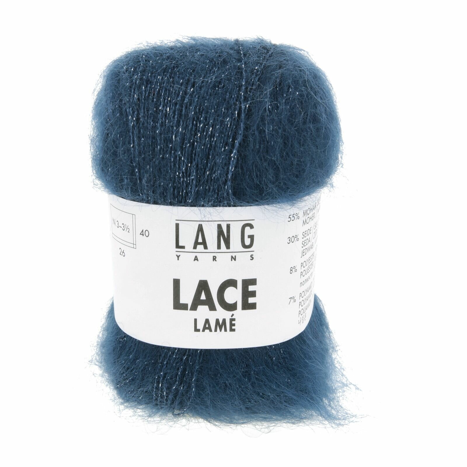 Пряжа для вязания мохер на шёлке с люрексом Lang Yarns Lace Lame (1081.0010) 2 мотка по 25 г/310 м