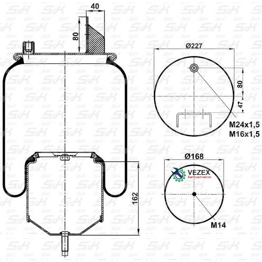 S&K SK-6416K-01 Подушка пневматическая