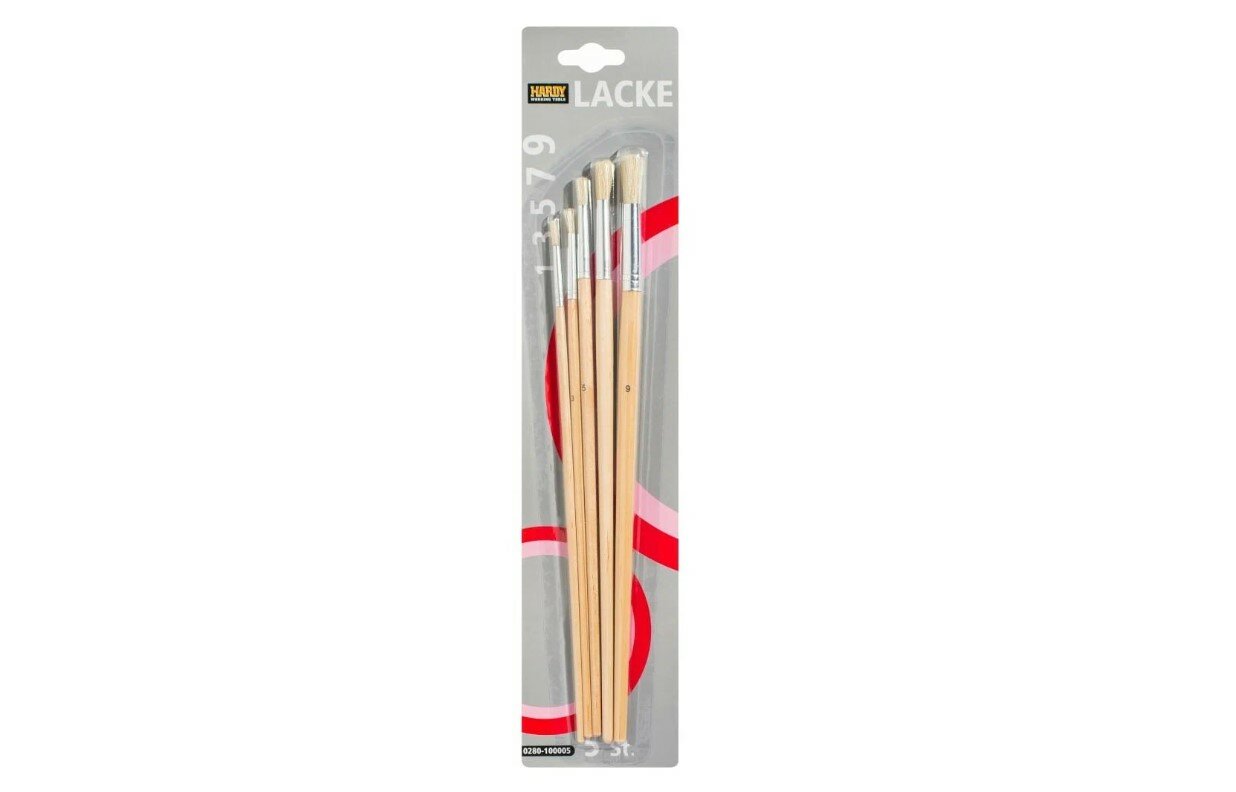 Набор кистей Hardy Working Tools, для масла, круглая форма, 5шт, натуральный ворс