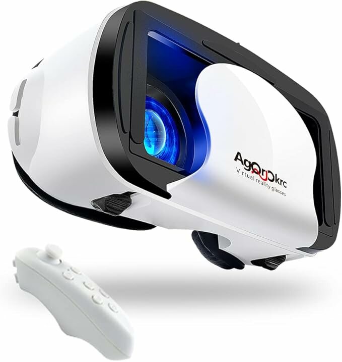 VR-гарнитура VRG Pro с Bluetooth-контроллером, 3D-очки виртуальной реальности для смартфонов – HD-оптические линзы, угол обзора 95-120°, VR-очки, совместимые с iPhone и Android-смартфонами с диагональ