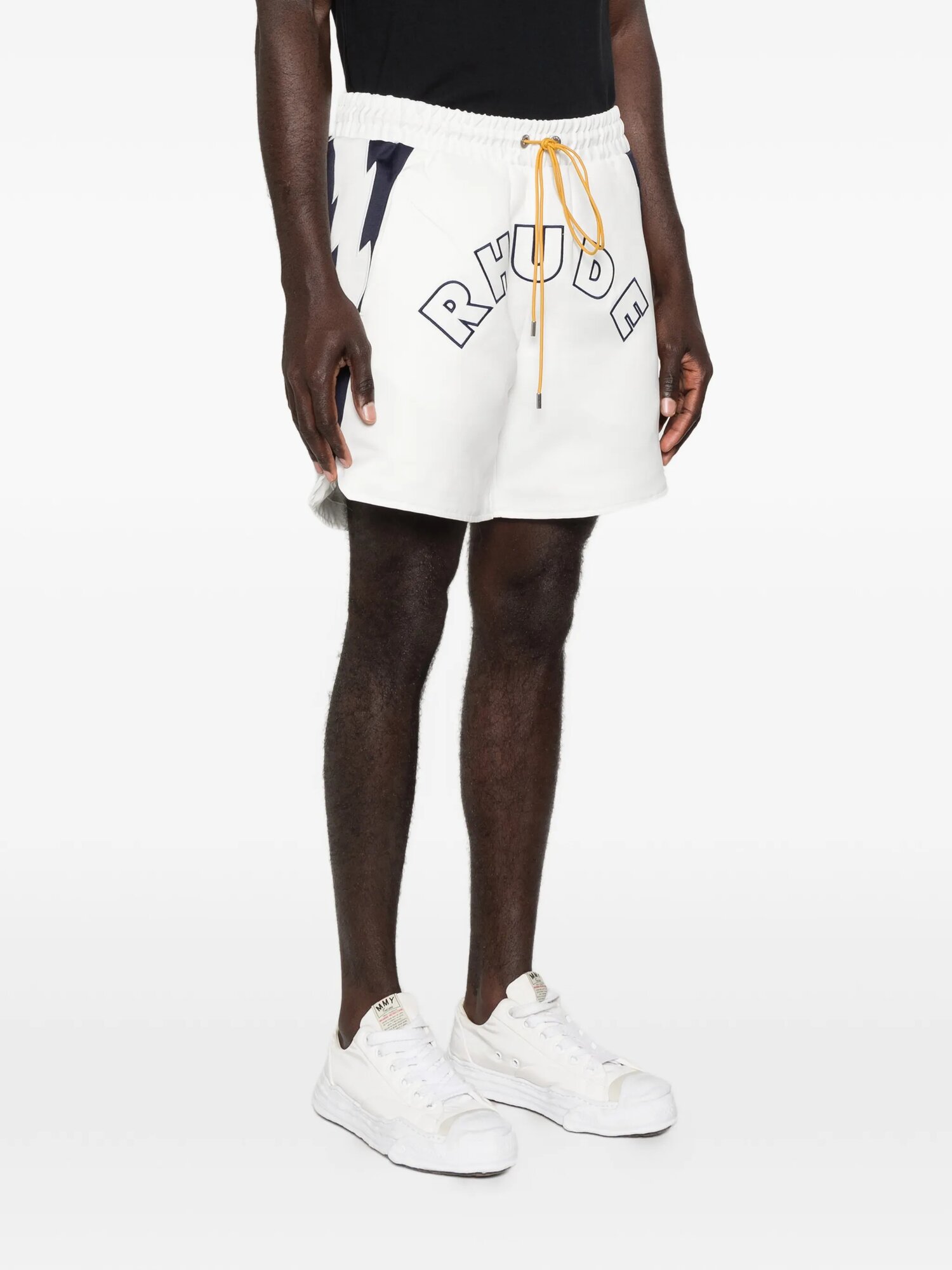 Шорты Rhude Logo-print drawstring shorts, размер 48, бежевый/белый — фото 1