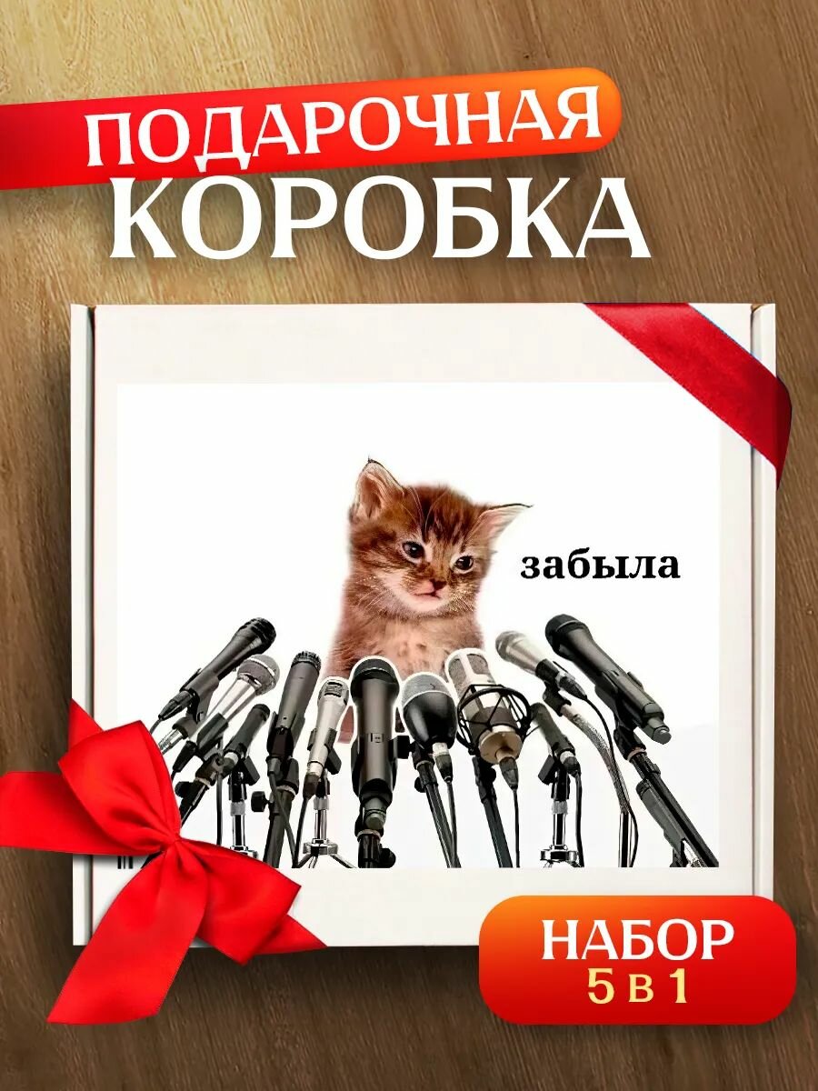 Подарочная коробка мем котики , упаковка для подарка, 1шт, размер 23,5x22,5х10 см