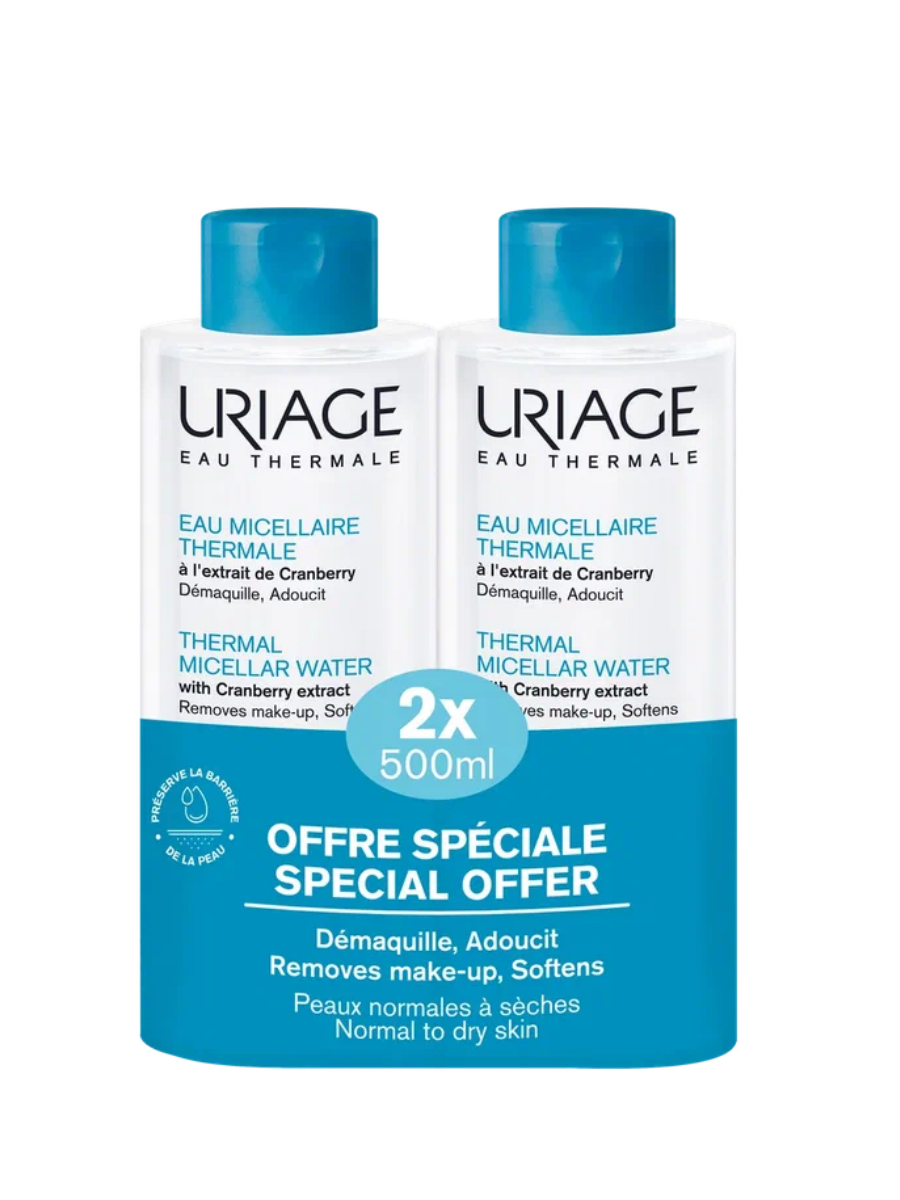 Очищающая мицеллярная вода Uriage Eau Thermale Micellar Water для сухой и нормальной кожи 2 х 500 мл