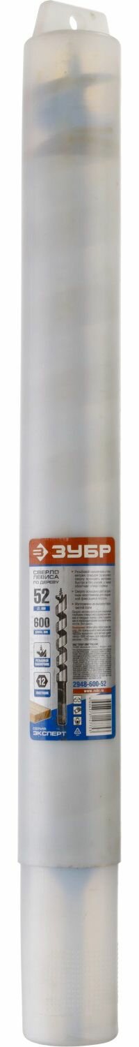 Cверло левиса по дереву ЗУБР 52 x 600/400 мм, шестигранный хвостовик, арт. 2948-600-52