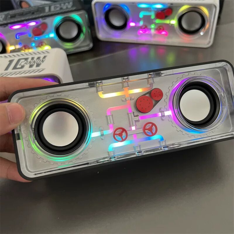 Заказы Walmart! Экспорт в США! Беспроводная Bluetooth-колонка серии Punk Transparent Dual-Speaker Mech. Белый