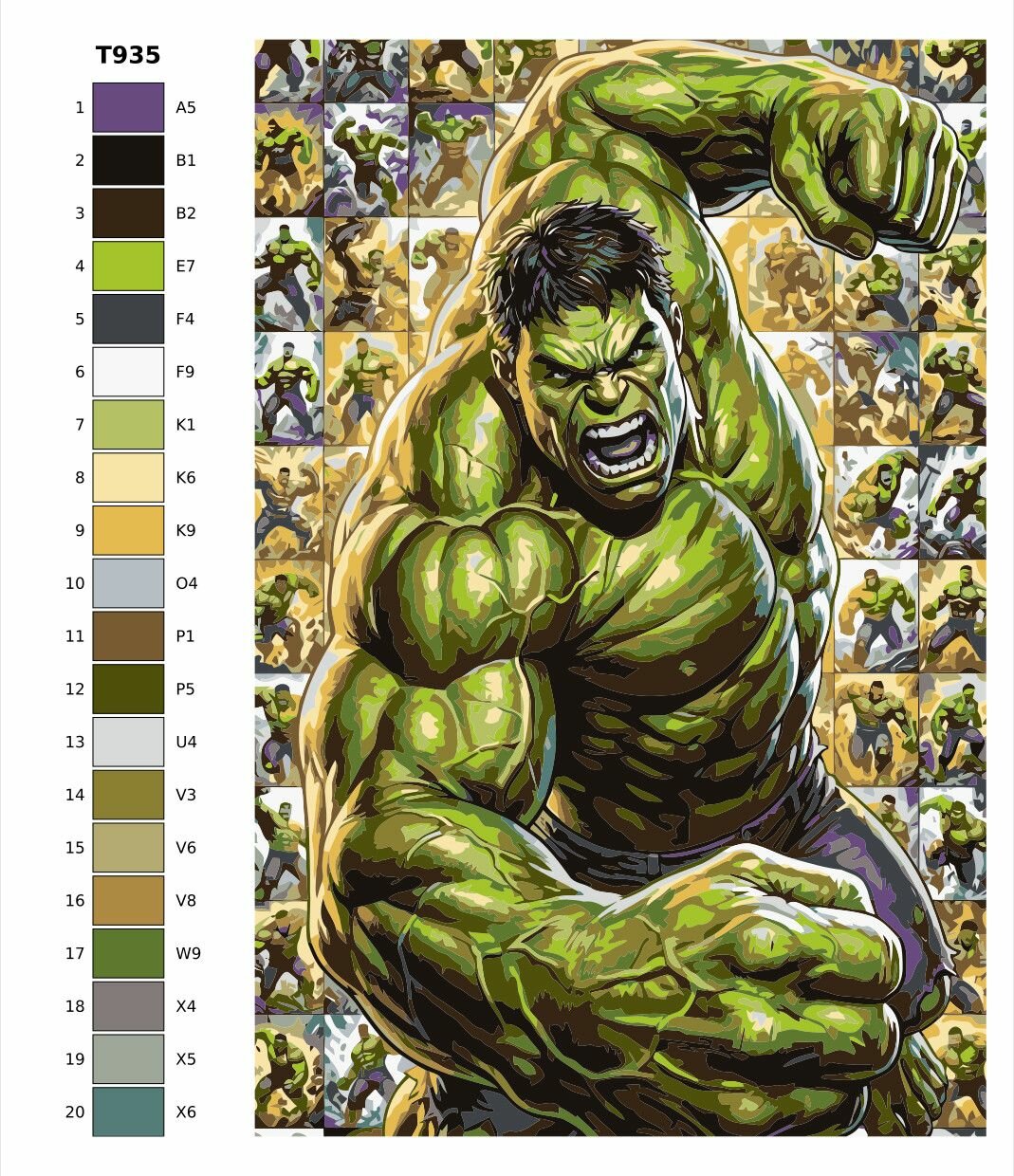 Картина по номерам T935 "Халк", 50x70 см