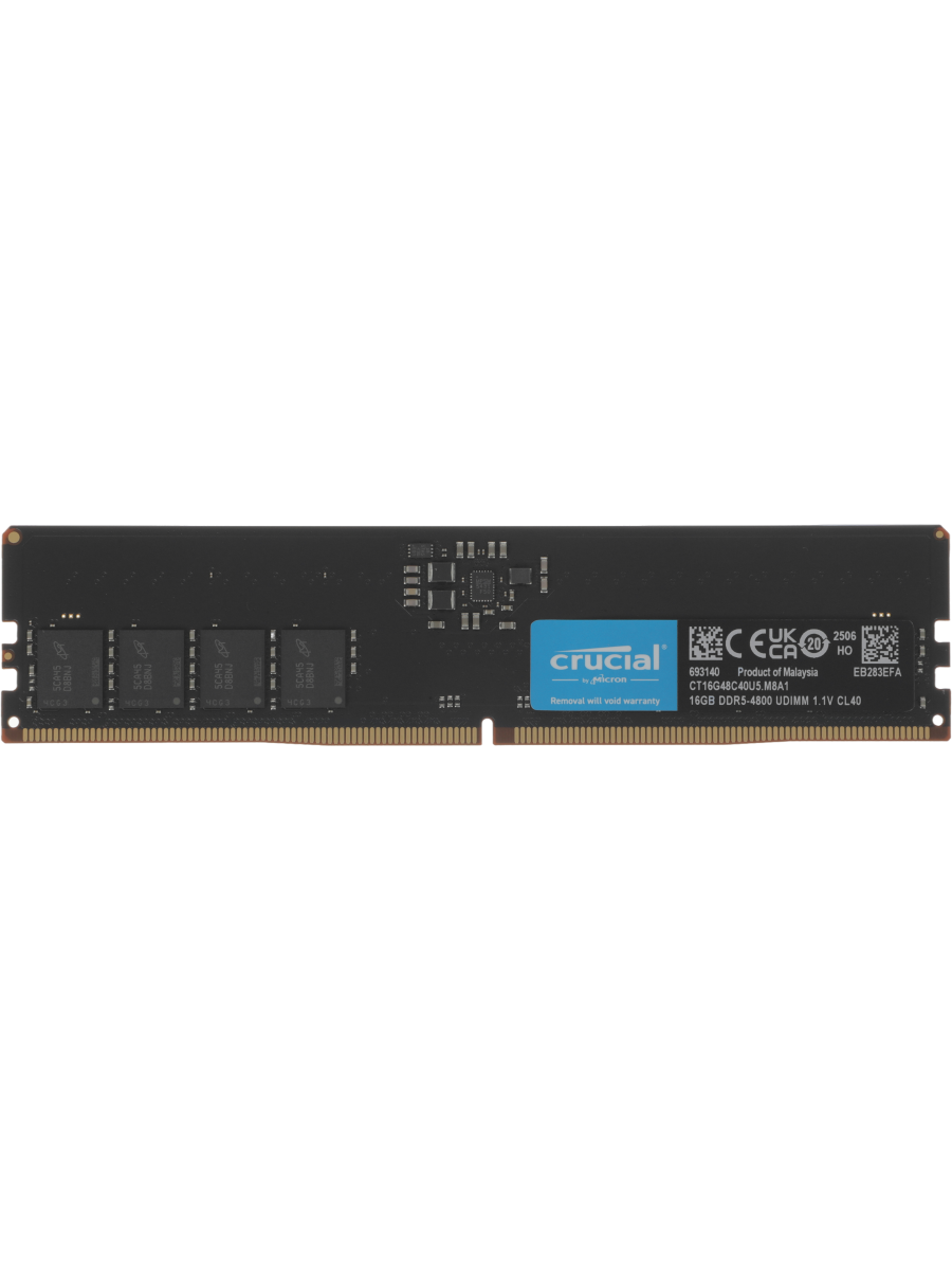 Память DDR5 16GB 4800MHz Crucial CT16G48C40U5 RTL PC5-38400 CL40 DIMM 288-pin 1.1В dual rank RTL