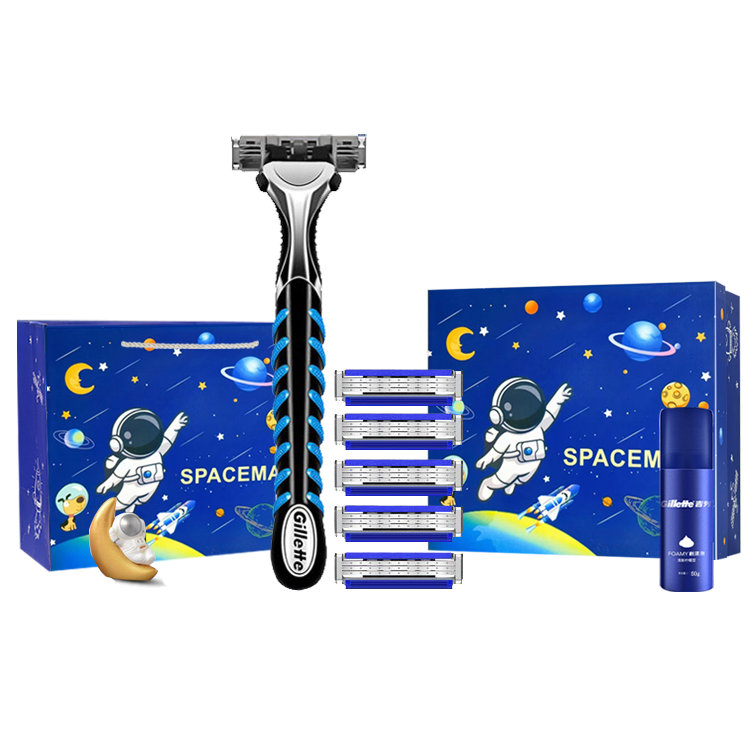 Бритвенный станок мужской Gillette Spaceman серия, 3-лопастной, для тела, Wei Feng Three 5 Blade Head+Astronaut Box Limited Edition