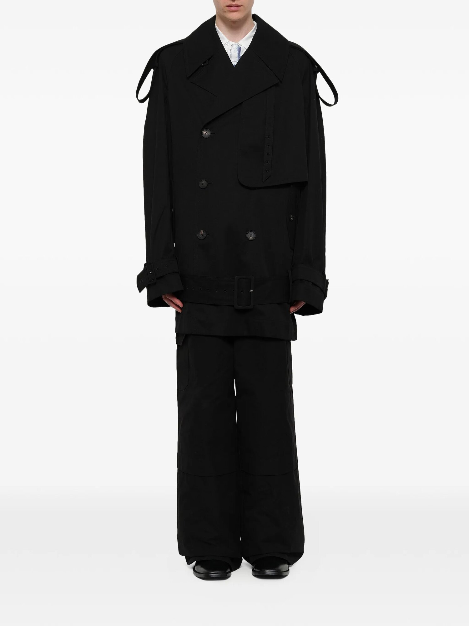 Пальто EGONLAB Double-breasted unlined trench coat, размер 48, black / black — фото 1