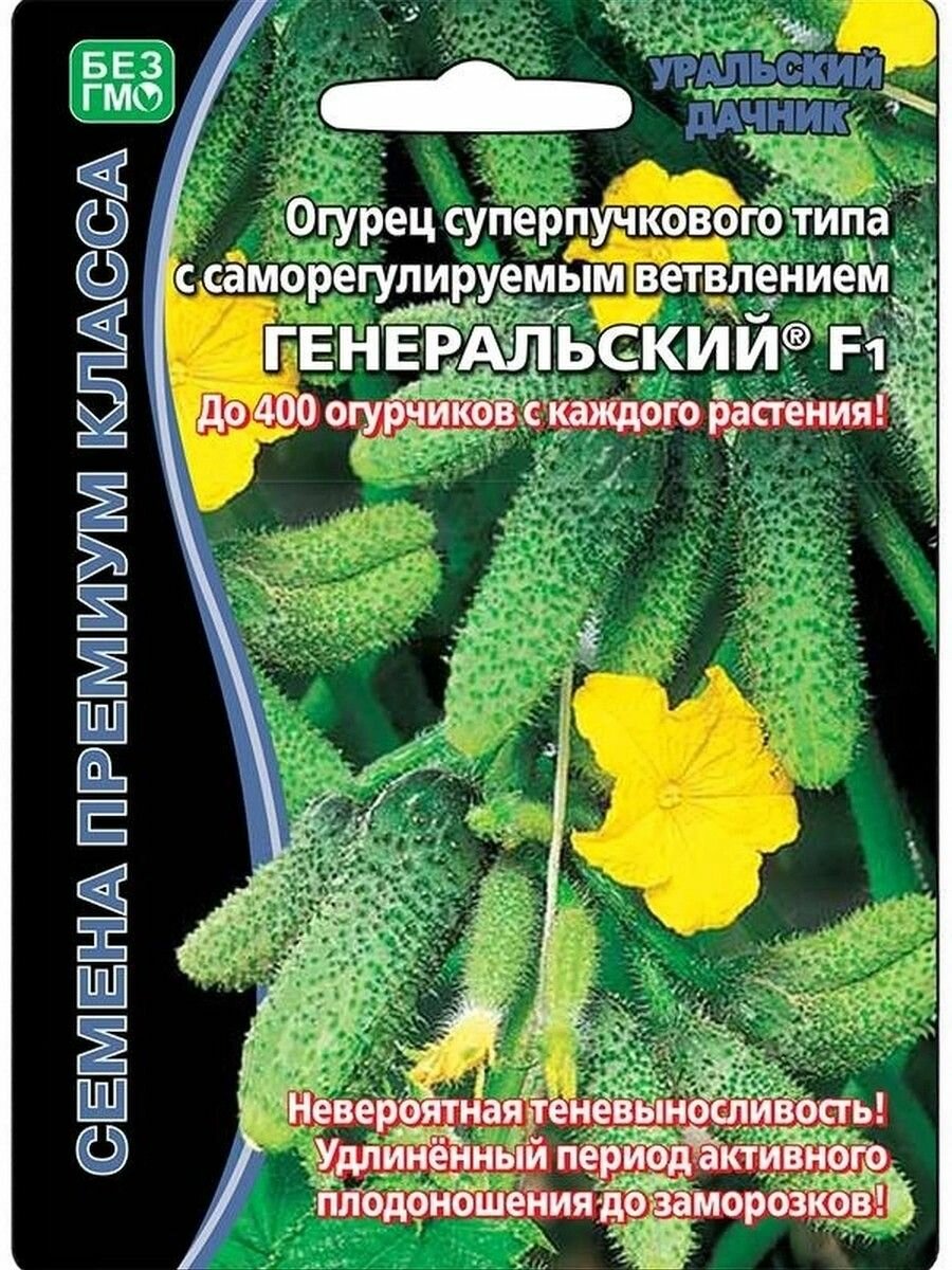 Семена огурцов Уральский дачник "Генеральский", премиум класс, 5 семян 1 пачка