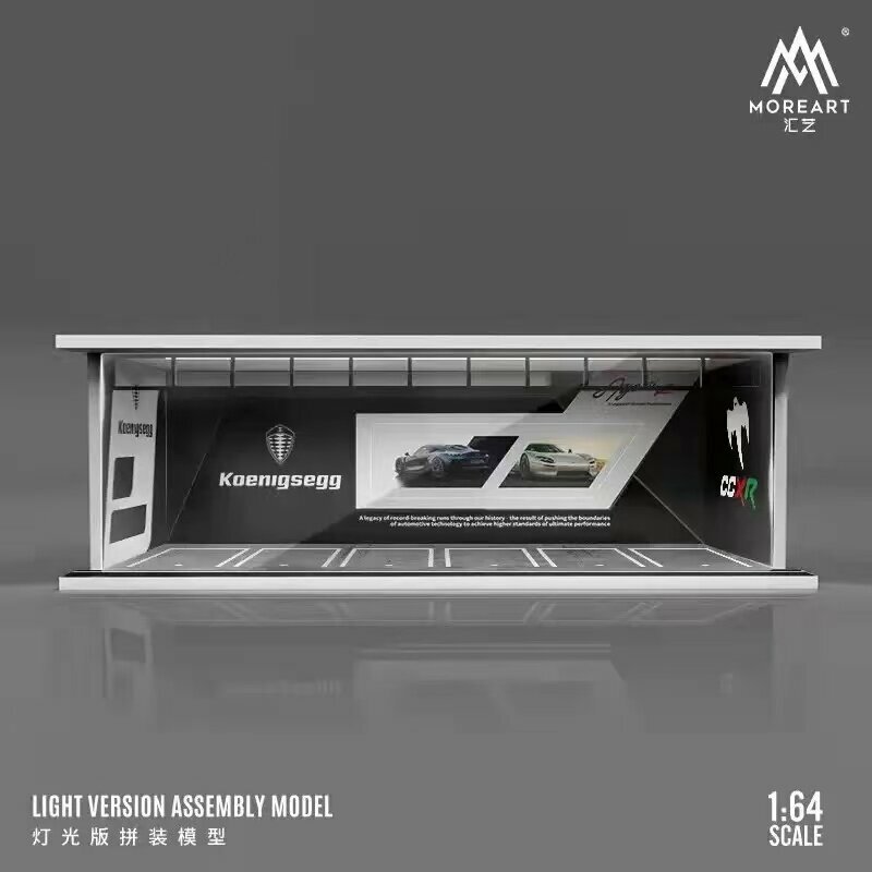 Диорама гараж MoreArt с подсветкой для машинок для моделей 1:64. Игрушечный гараж, парковка для машинок