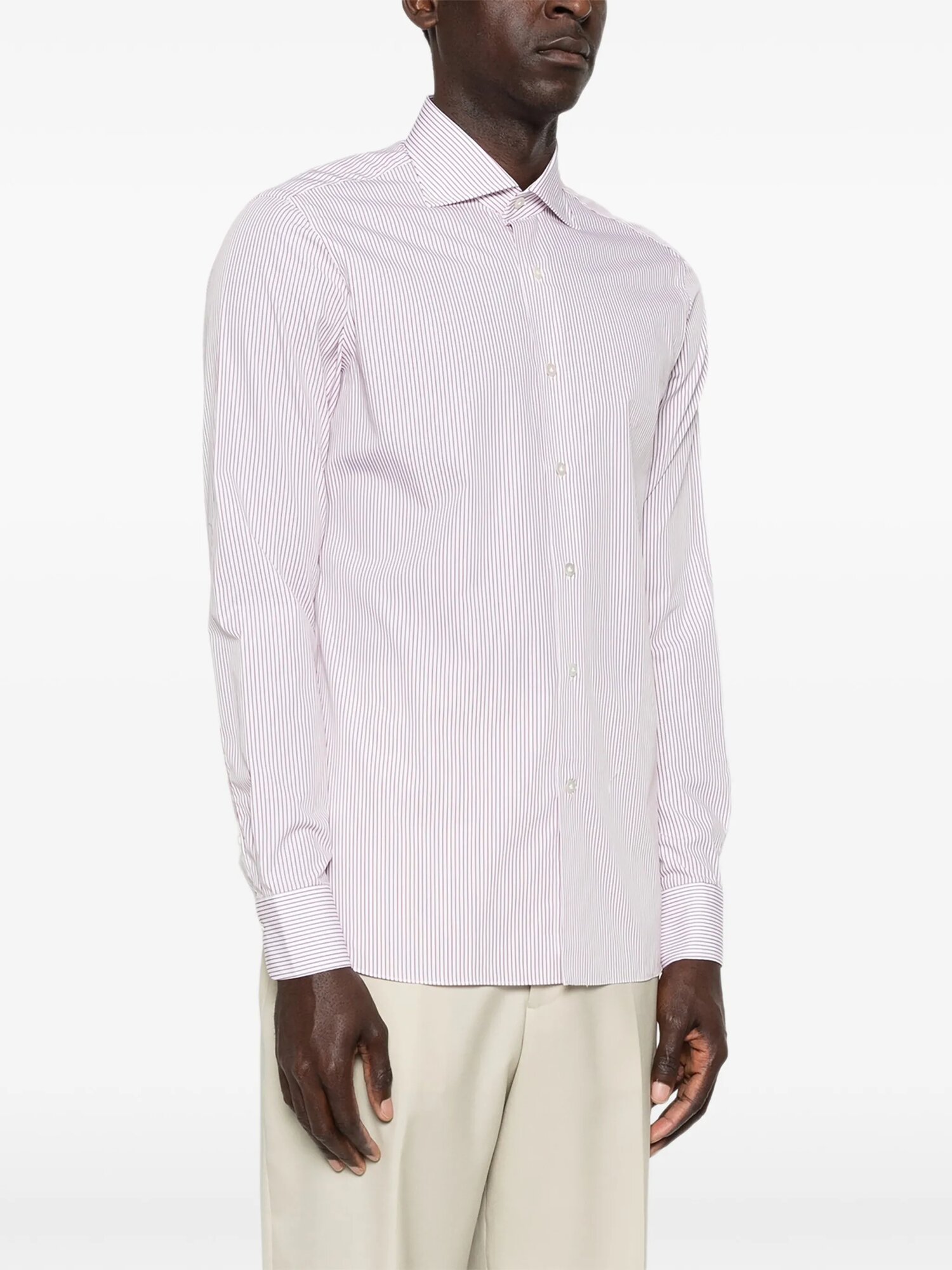 Рубашка Borriello Napoli Striped button-up shirt, размер L, white — фото 1