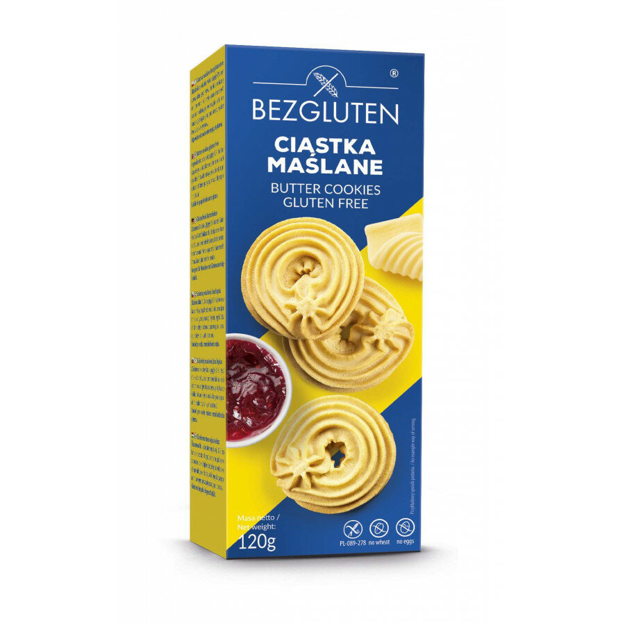 Безглютеновое масляное печенье Bezgluten , 5шт x 120г
