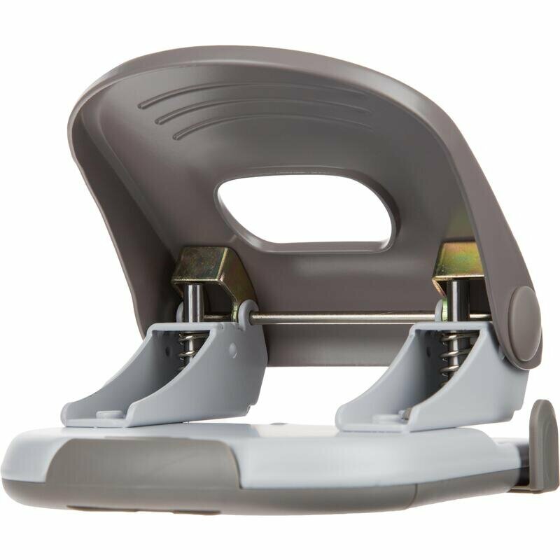 Дырокол Deli PRO E0120, макс:40 л, металл, 2 отверстия, с линейкой, серый, 1793353