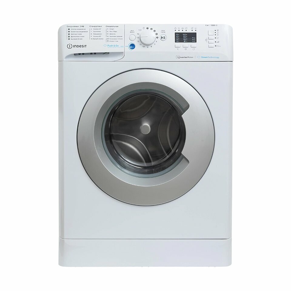 Стиральная машина Indesit BWSE6109WSVRU, загрузка 6кг, 1000об/мин
