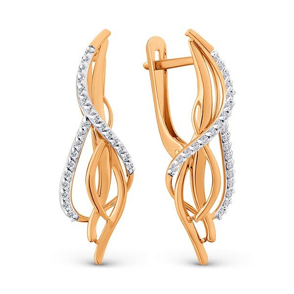 Серьги JEWELIN, красное золото, 585 проба, фианит