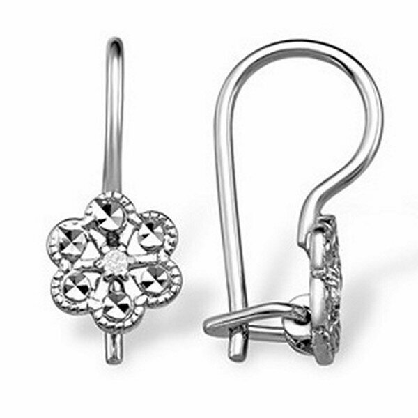 Серьги, серебро, 925 проба, родирование, фианит