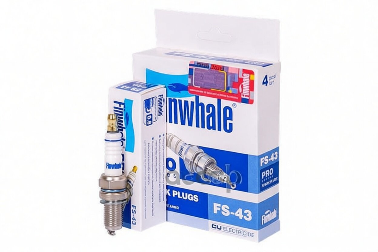 Свеча зажигания 1.0-1.2L Aveo, Spark(10-), Cobalt, Gentra, FS43 Finwhale арт. FS43