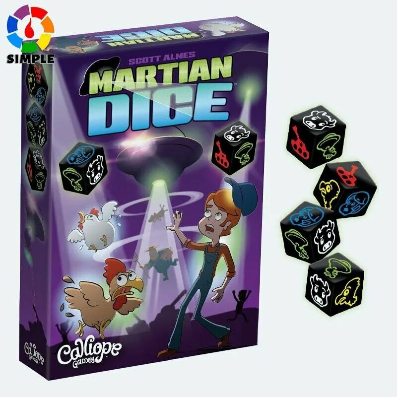 Calliope Martian Dice, Crazy Alien Invasion Game, Press-Your-Luck Dice Game for 2-6 Players Ages 8 & up Карточная игра Настольная игра