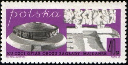 (1969-053) Марка Польша "Детали памятника" Памятник Майданек I