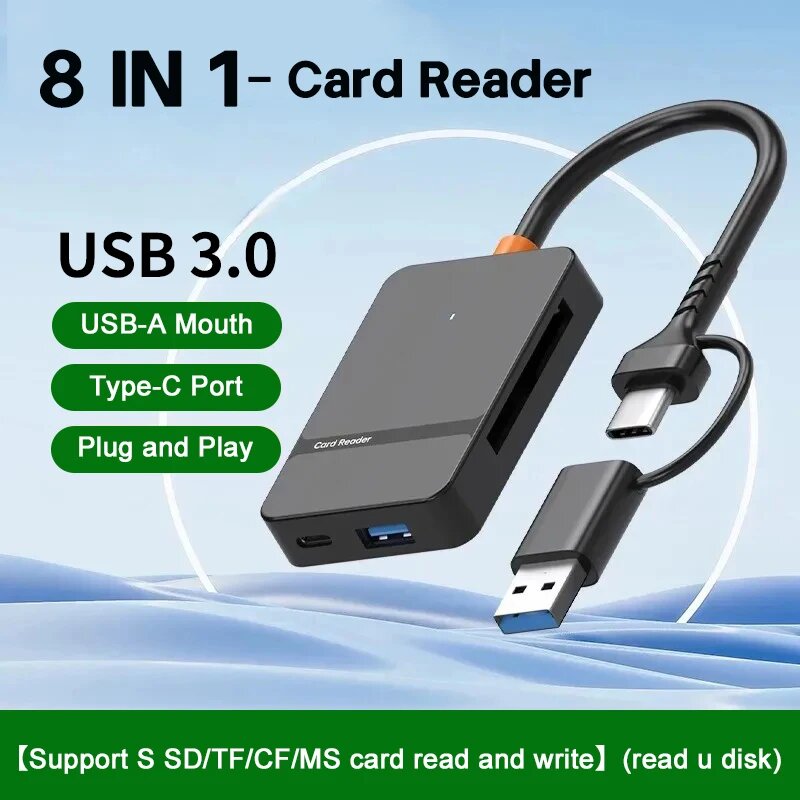 8-в-1 Картридер USB 3.0 xiede для ПК и iPhone 15/16