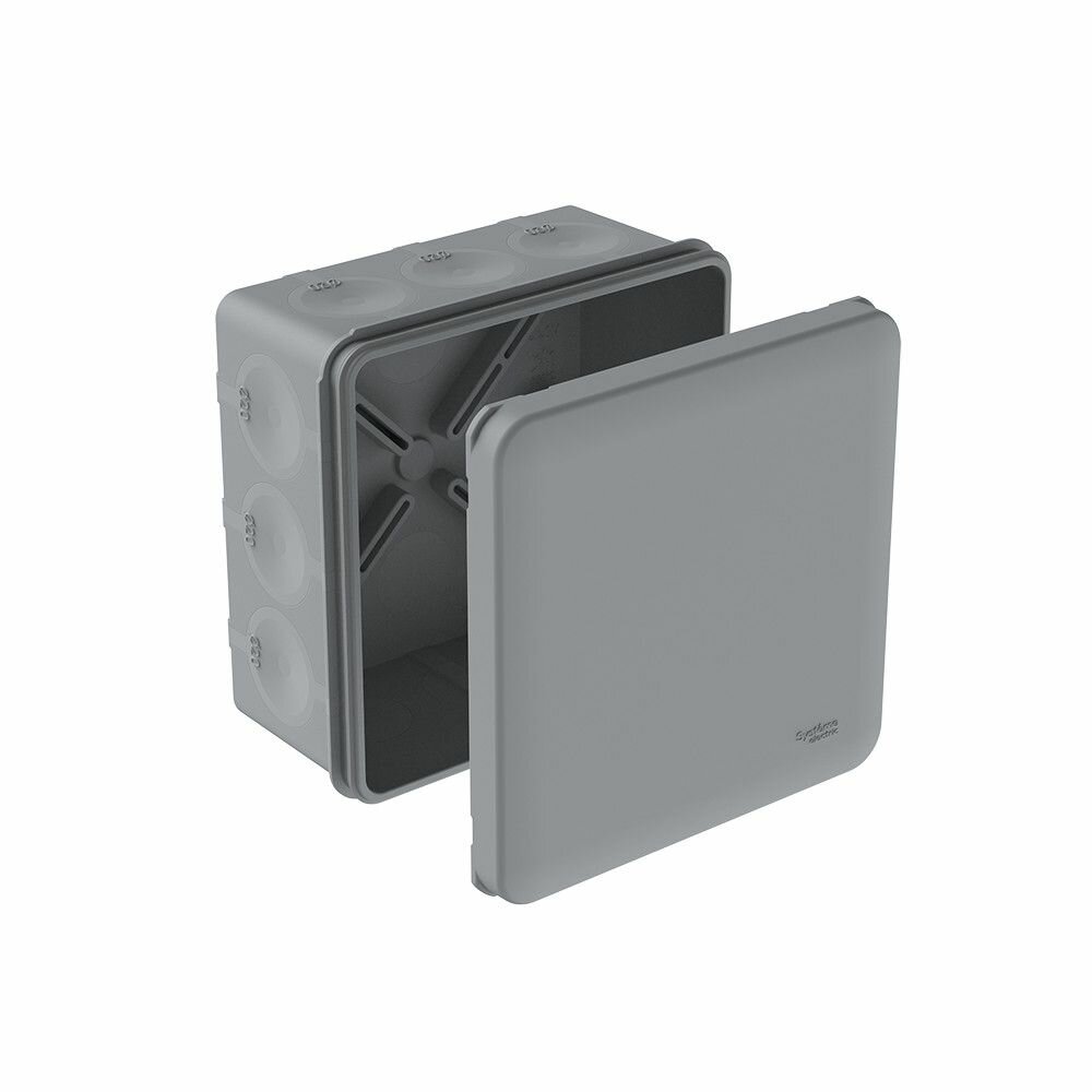 Коробка распределительная Systeme Electric с мембранными вводами IP66 100х100х50 мм, серая со стикером, под пистолет, MultiBox